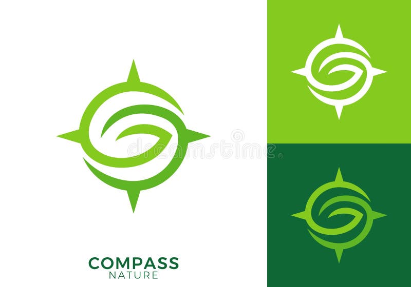 Abstract Compass with Leaf Logo. Growth Nature Navigation Design Vector ...