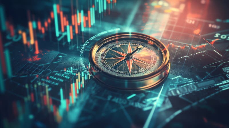 Abstract Compass Pointing Towards Upward Growth and Direction Stock ...