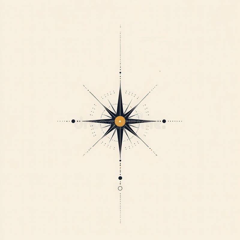Abstract Compass Rose with Intricate Star and Dot Patterns Stock ...