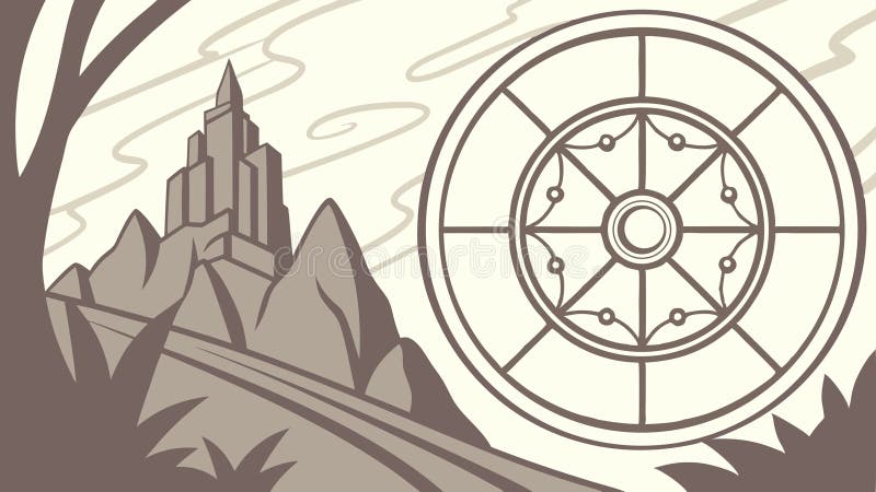 Abstract Compass Rose Mountains. Mystical Landscape Symbol, Vector ...