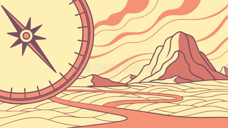 Abstract Compass Rose on Rocky Terrain Vector, Vector Design Generative ...