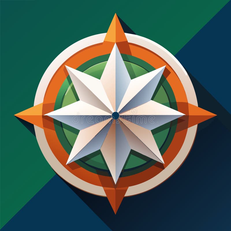 Abstract Compass Star with Tricolor Accents Stock Vector - Illustration ...