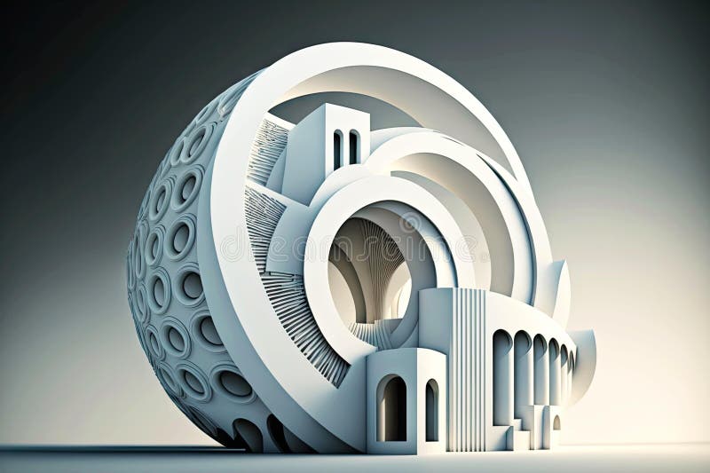 Abstract Complex Figure of White Rings for 3d Rendering Minimal Room ...