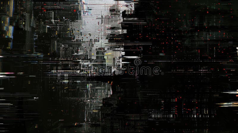 Abstract of Complex Glitch with Horror Pixel Effect in Dark Background ...