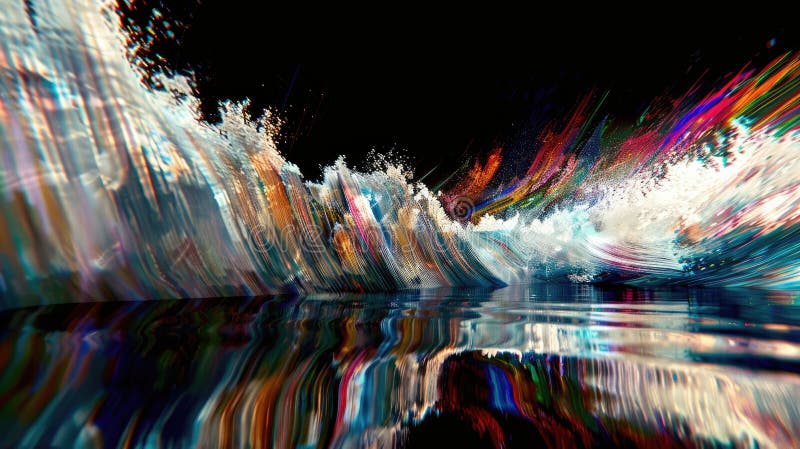 Abstract of Glitch with Digital Pixel Effect Scatter Around Background ...