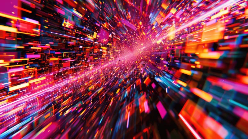 Abstract of Glitch with Digital Pixel Effect Scatter Around Background ...