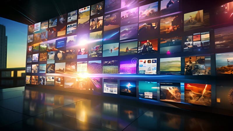 Abstract Composite of Multimedia Television Screens Display Generative ...
