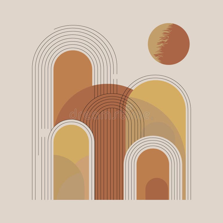 Abstract Composition with Arches Outlined by Thin Lines. at the Top is ...