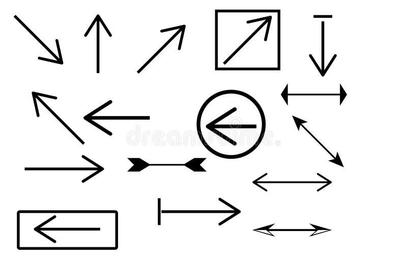 Abstract Composition of Black Arrows and Geometric Shapes on White ...