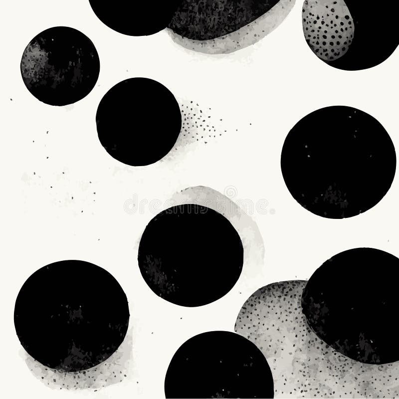 Abstract Composition of Black Circles and Dots. Poster with Copy Space ...
