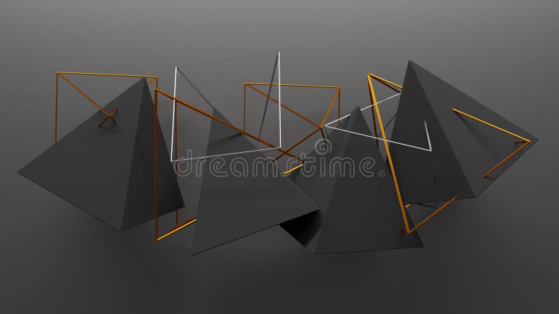 Abstract Composition with Black Pyramids. 3d Illustration Stock ...