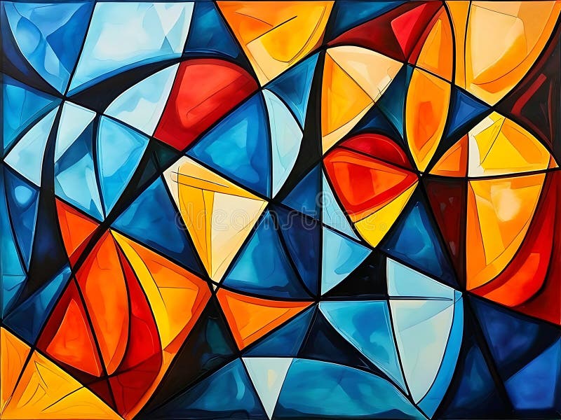 Abstract Composition in Blue, Red, and Yellow Stock Illustration ...