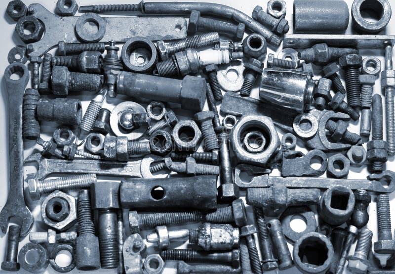 Abstract Composition of Bolts Nuts and Mechanical Parts Stock Photo ...