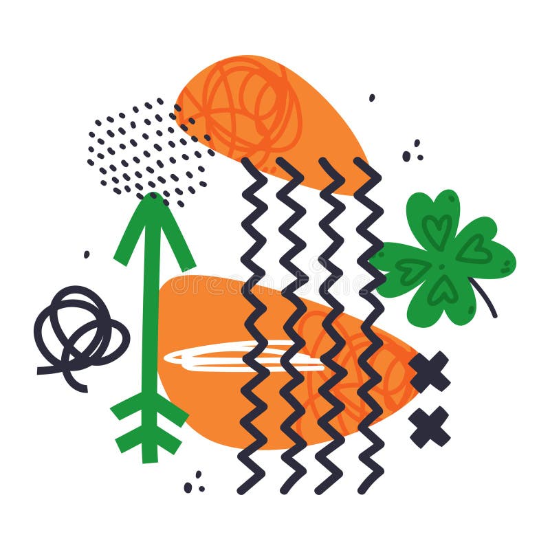 Abstract Composition With Bright Figure And Shape Collage Vector Illustration Stock Vector