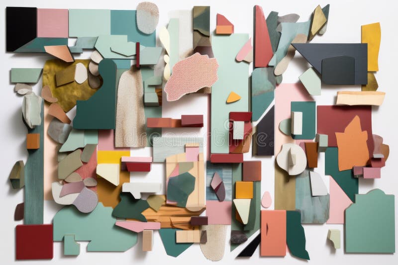 Abstract Composition of Broken and Fragmented Shapes in Black-and-white ...