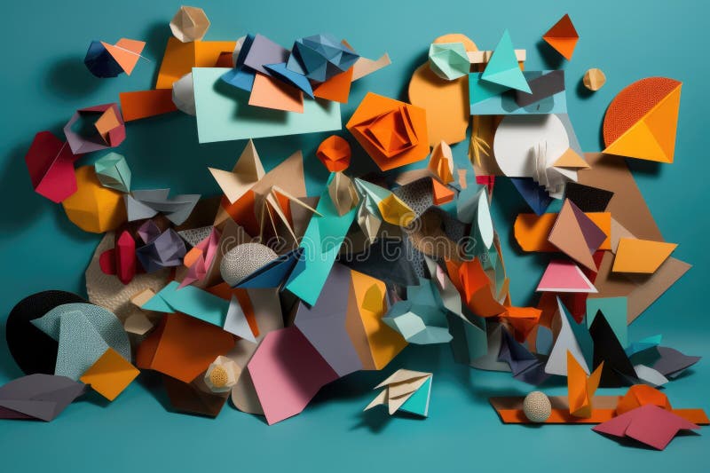 Abstract Composition of Broken and Fragmented Shapes in Black-and-white ...