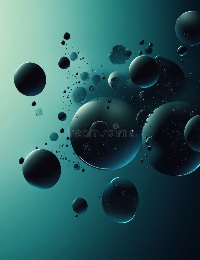 Abstract Composition with Circles Connected by Blue and Green Bubbles ...