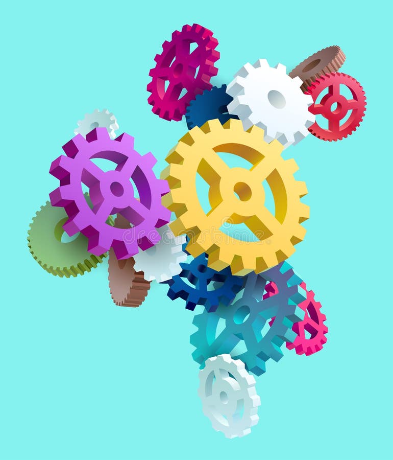 Abstract Composition of Colored Gears Stock Vector - Illustration of ...