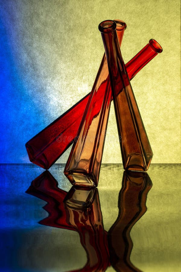 Composition from Color Glass Bottles Stock Photo - Image of exclusive ...