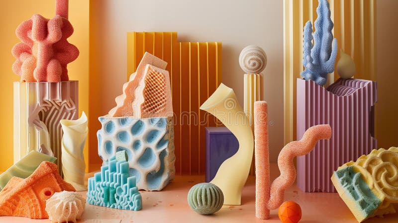 Abstract Composition of Colorful Foam Objects Stock Illustration ...