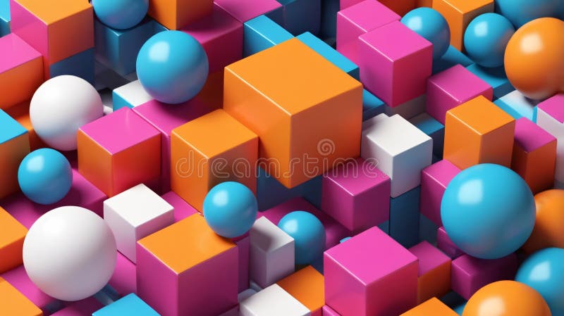 Abstract Composition of Colorful Geometric 3D Shapes Stock Illustration ...