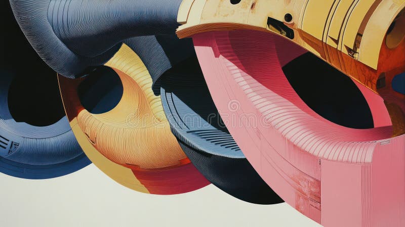 Abstract Composition of Colorful, Intertwined Shapes Resembling ...