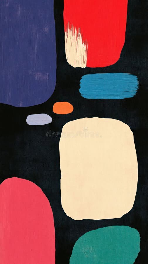 Abstract Composition with Colorful Shapes on a Dark Background, Evoking ...