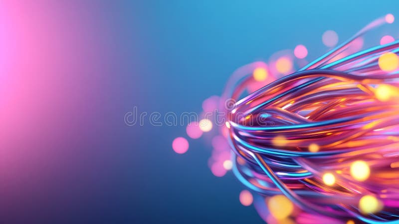 Colorful Abstract Wires with Glowing Lights Swirling Against a Vibrant ...