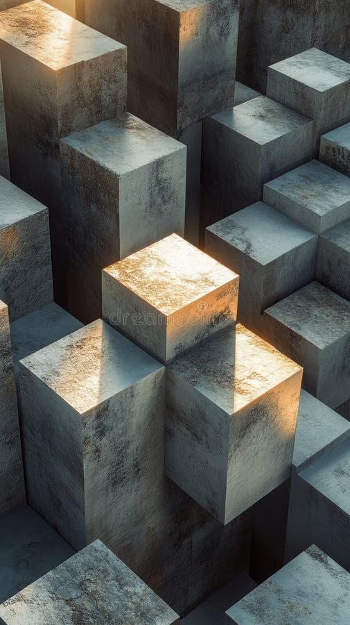 Abstract Composition of Concrete Cubes with Play of Light and Shadow ...