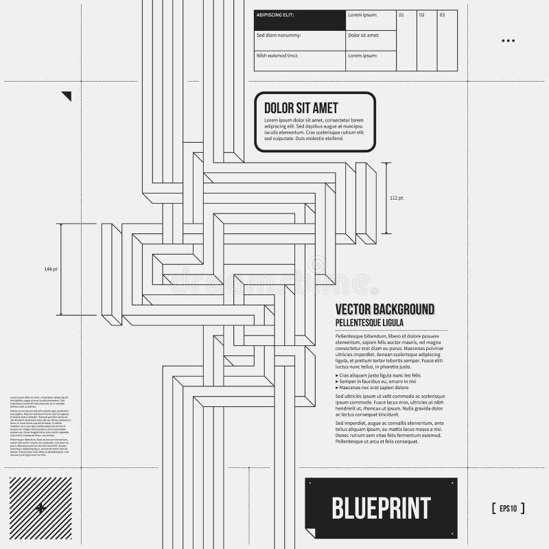 Abstract Composition with Crossing Lines in Draft Style Stock Vector ...