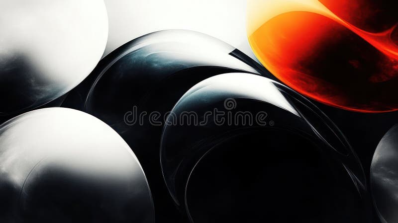 Abstract Composition of Curved Shapes in Contrasting Colors, Creating a ...