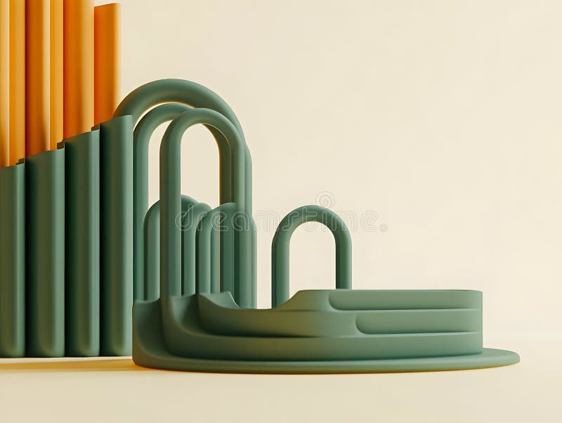 Abstract Composition of Curved Shapes and Lines in Earthy Tones Stock ...