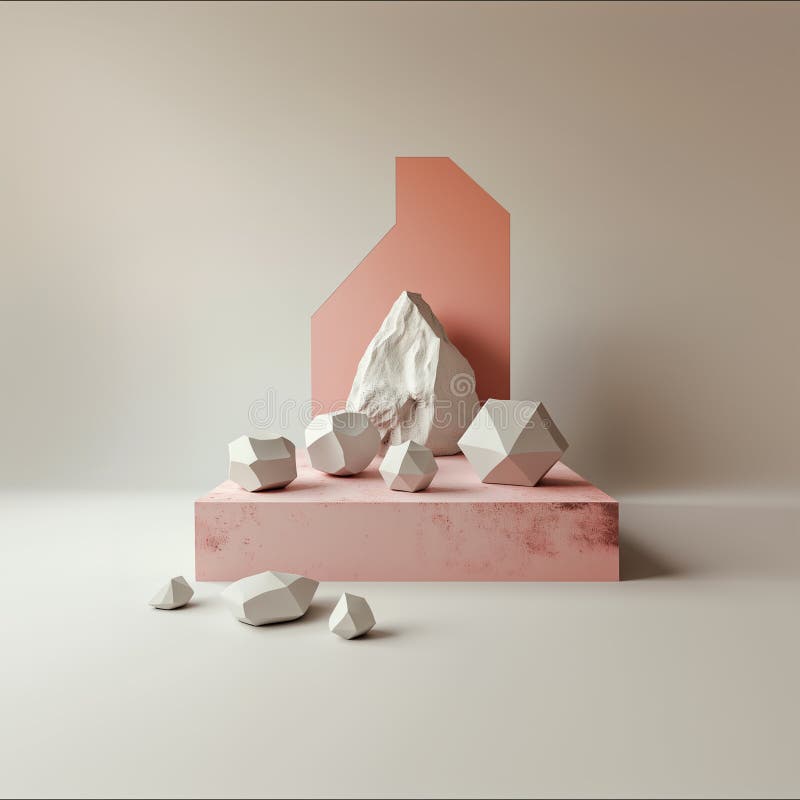 Abstract Composition of 3D Shapes: Octahedrons and Tetrahedrons on a ...