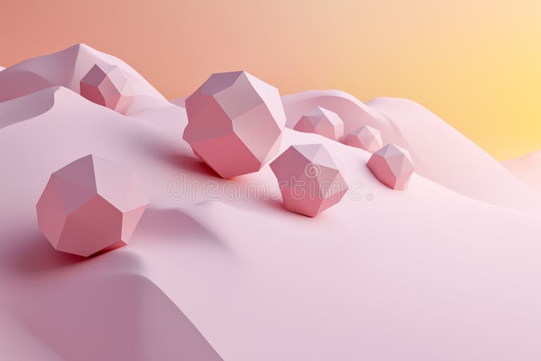 Abstract Composition of 3D Shapes: Octahedrons and Tetrahedrons on a ...