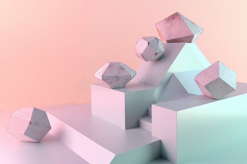 Abstract Composition of 3D Shapes: Octahedrons and Tetrahedrons on a ...