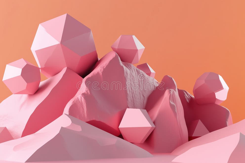 Abstract Composition of 3D Shapes: Octahedrons and Tetrahedrons on a ...