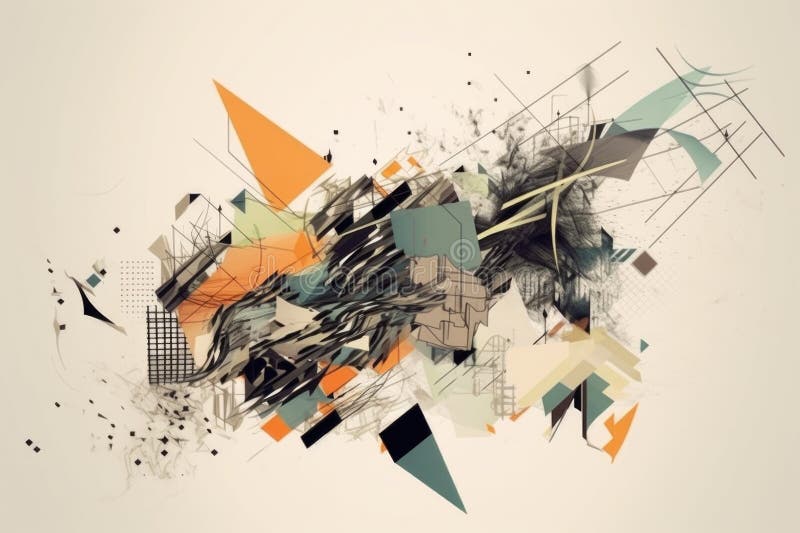 Abstract Composition with Deconstructed and Fragmented Shapes in Motion ...