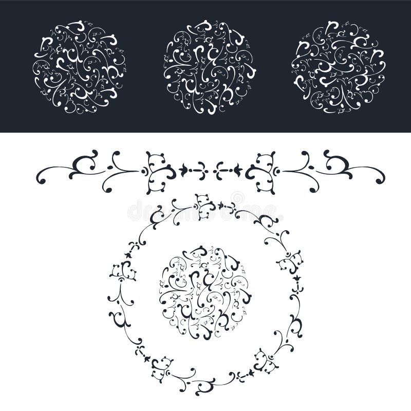 Abstract Composition of Different Circle Elements with Hand Draw Twirls ...