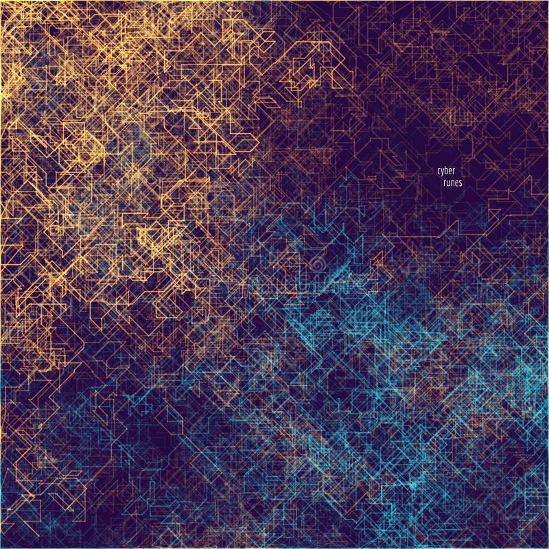 Abstract Composition of Fading Lines and Dots. Stranger Walker Modeling ...