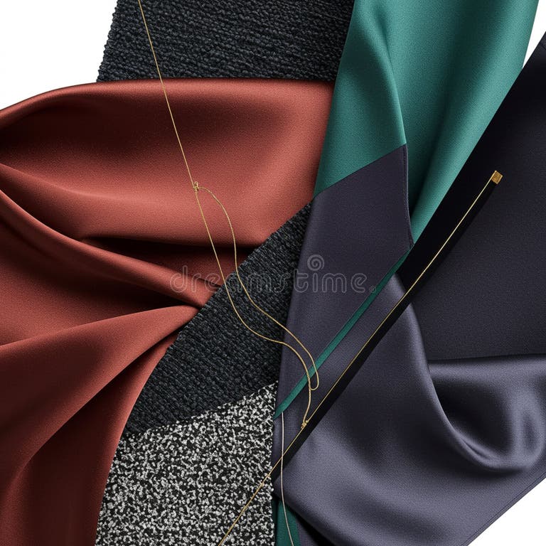 An Abstract Composition Features Layered Textiles and Materials. a Rust ...