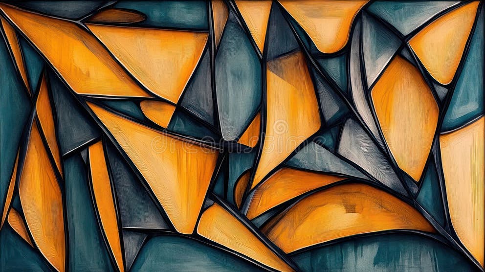 Abstract Orange and Teal Geometric Art Canvas Stock Illustration ...