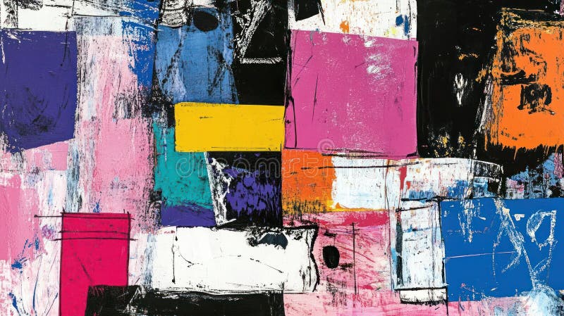 Abstract Composition Featuring Bold Colors and Geometric Shapes ...