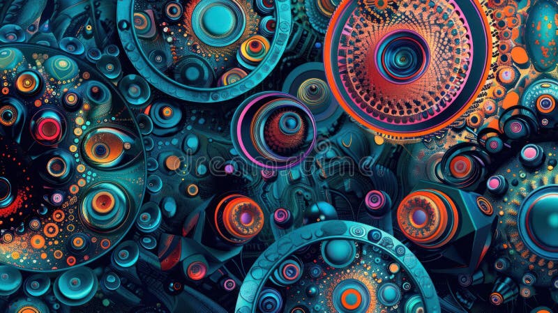 Abstract Composition Featuring Colorful Circular Patterns and Intricate ...