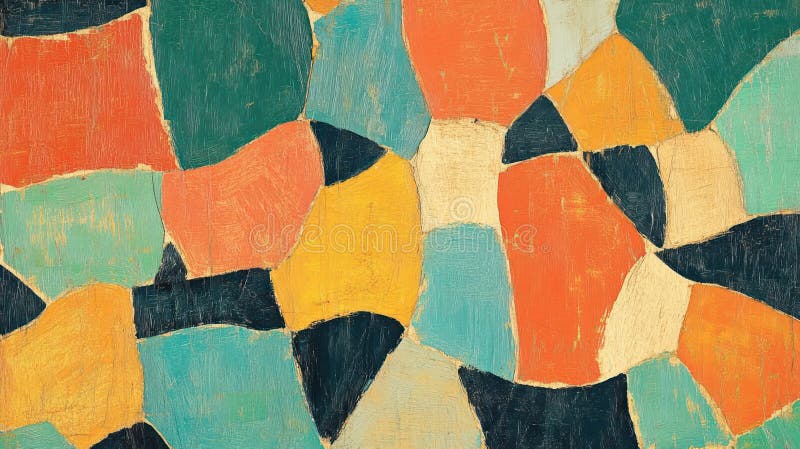 Abstract Composition Featuring Colorful, Irregular Shapes in a Textured ...