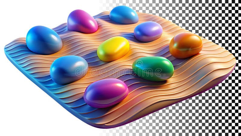 Abstract Colorful Spheres on a Textured Striped Base Png Transparent ...