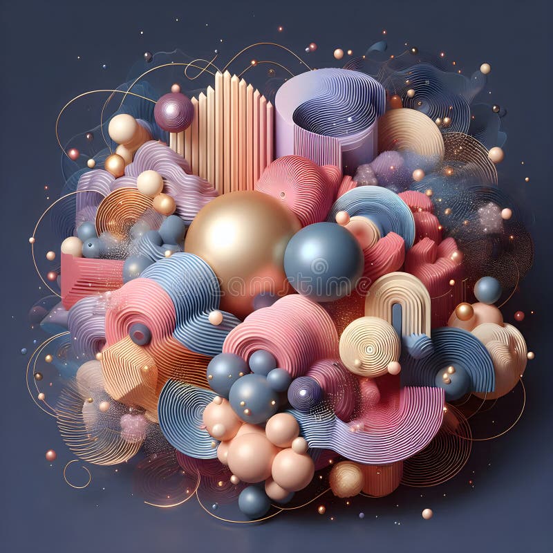 Abstract Composition Featuring Complex Geometric Shapes in a 3d Render ...