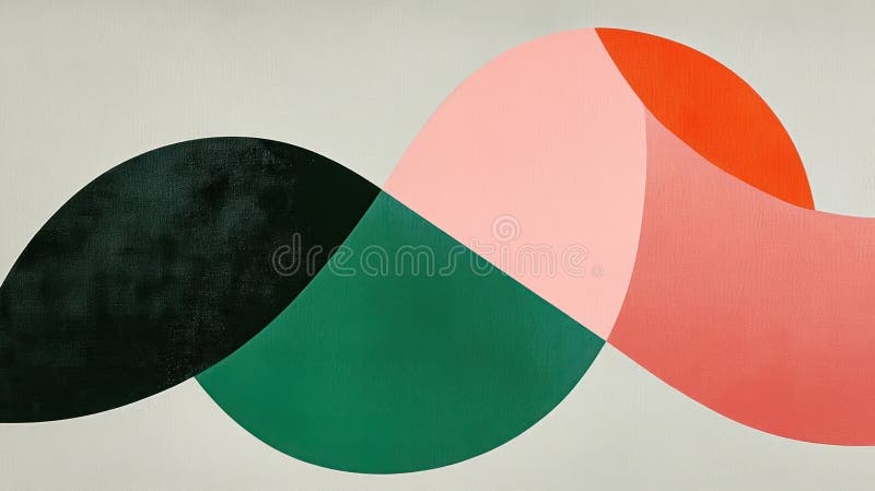 Abstract Composition Featuring Curved Shapes in Various Colors on a ...