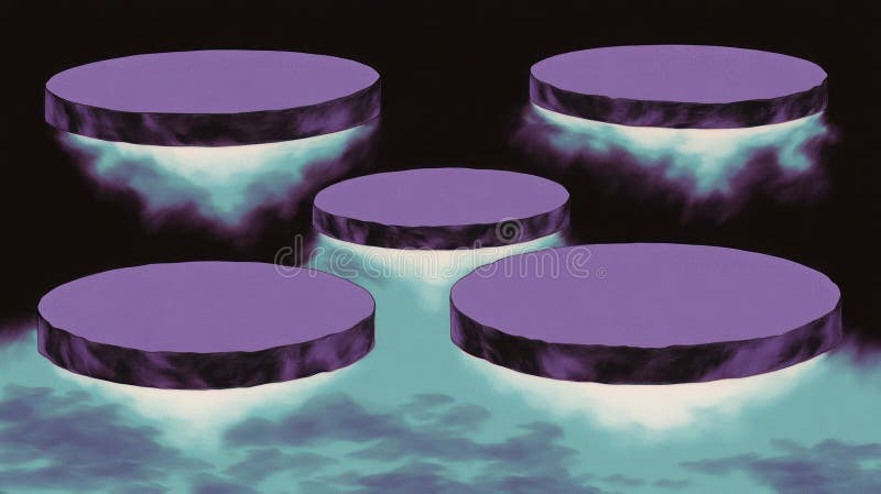 Abstract Composition Featuring Floating Circular Platforms Surrounded ...