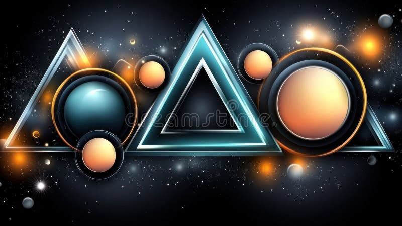 Abstract Composition Featuring Geometric Shapes and Celestial Elements ...
