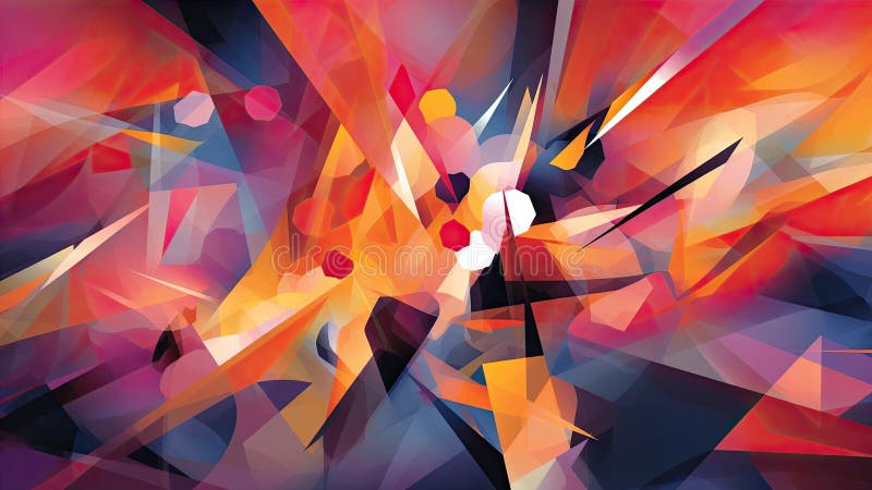 Abstract Composition Featuring Geometric Shapes, Vibrant Brushstrokes ...